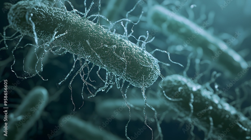 A highly detailed and realistic close-up of this bacteria ...
