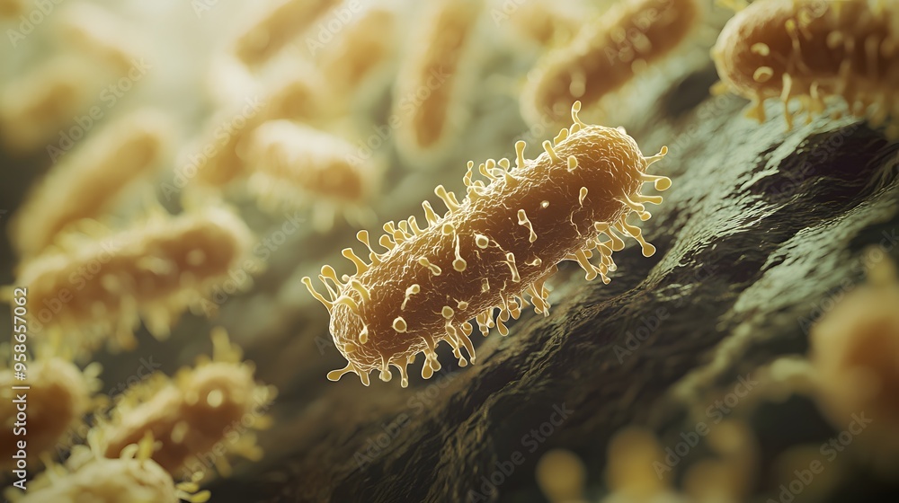 A highly detailed and realistic close-up of this bacteria ...