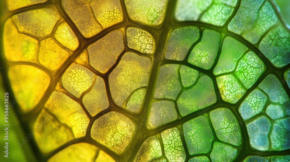 Leaf cross section under a microscope, displaying the cells where ...