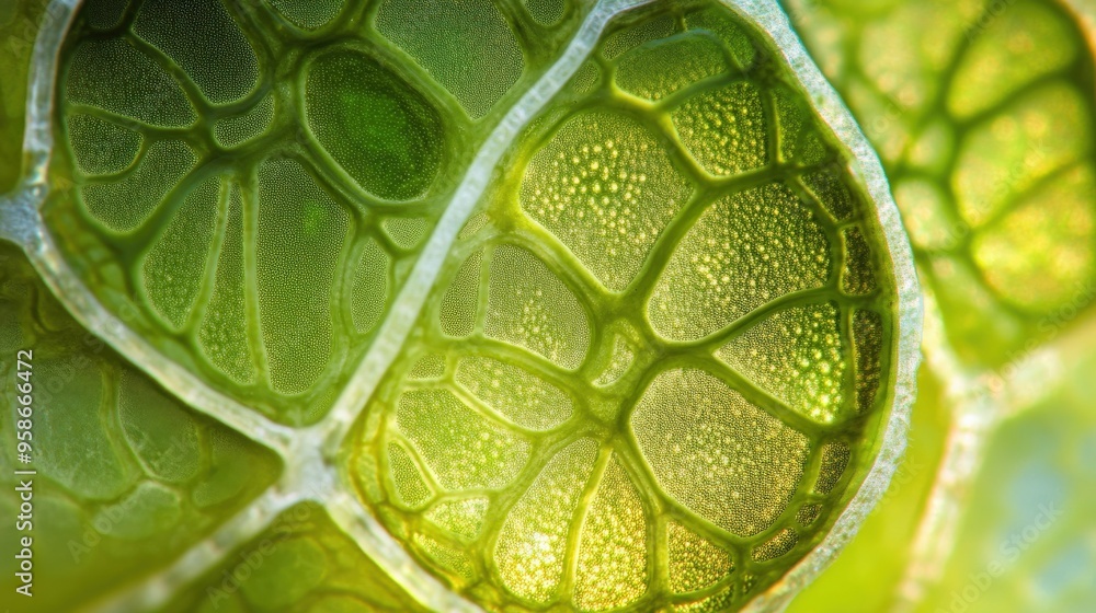 Leaf cross section under a microscope, displaying the cells where ...