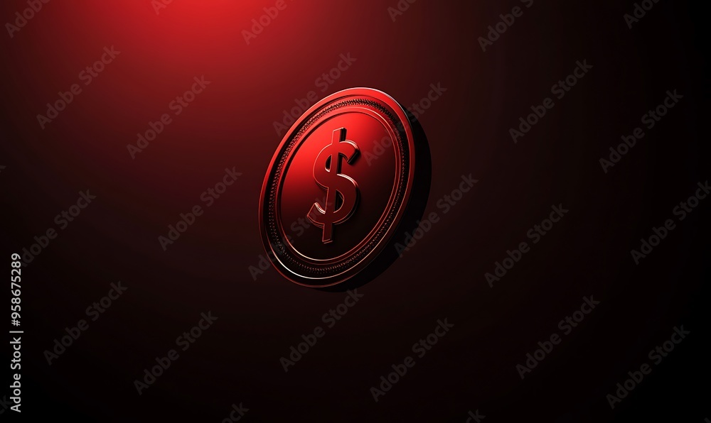Stylized Image of a Coin Flipping with Dollar Sign and Question Mark ...