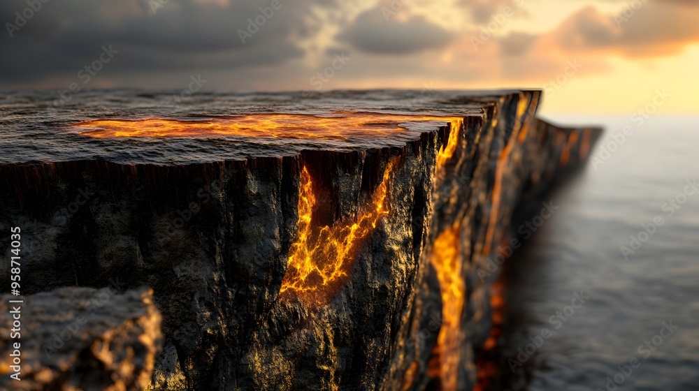 Divergent Tectonic Plates Simulation Illustrating Mid-Ocean Ridge ...