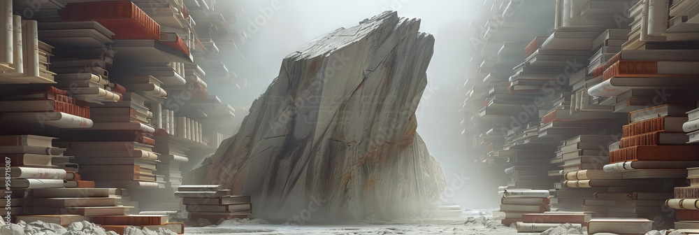 Unyielding Mountain of Knowledge: A jagged rock formation towering ...