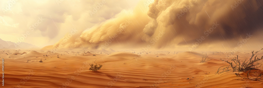 Fierce Desert Storm: A dramatic sandstorm whips across the endless ...