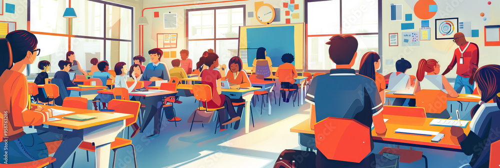 Collaborative Classroom: Students working together in small groups ...