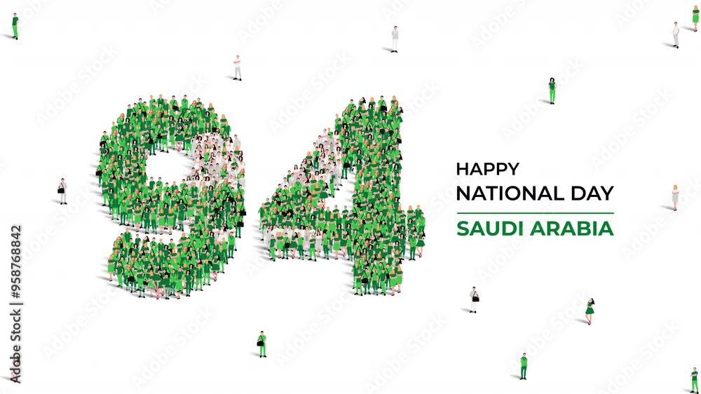 September 23 Happy National Day Saudi Arabia Design. A large group of ...