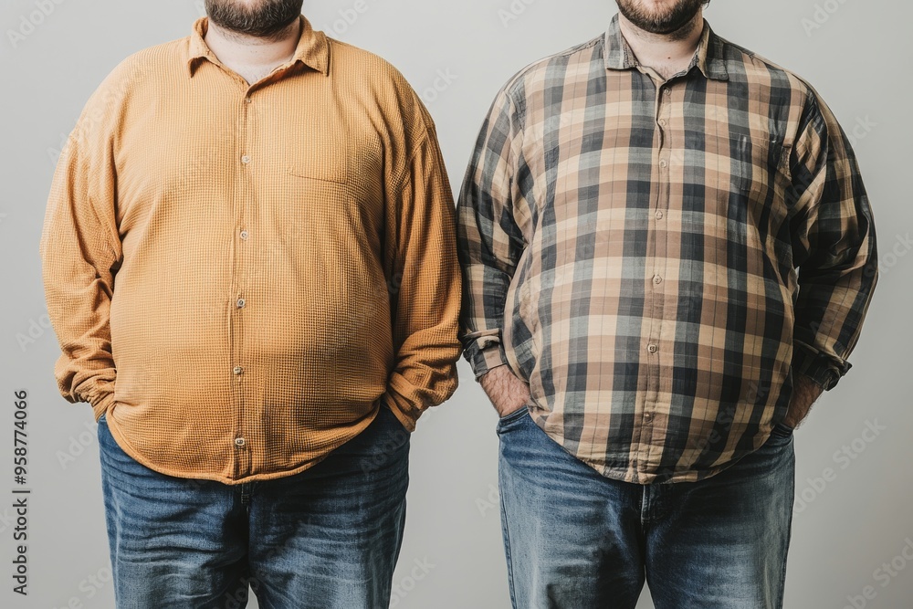 This is an example of an overweight man losing weight and becoming slim ...
