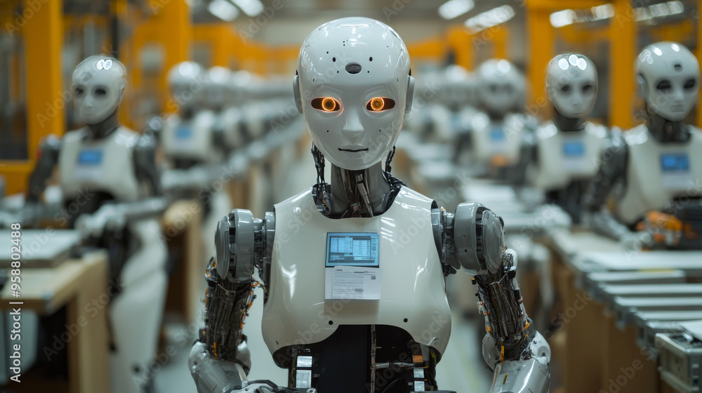 Robots powered by AI are working in factories. These robots, which look ...