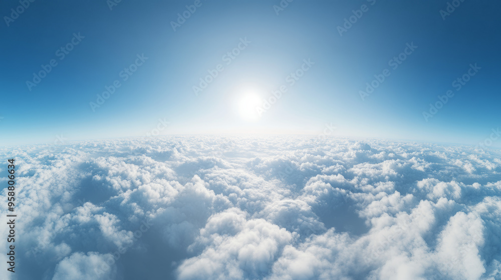 This is a high-quality, 360-degree image of a clear blue sky with ...