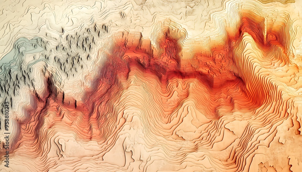 Topographic Map of Mountainous Region Showing Wind Patterns and Energy ...