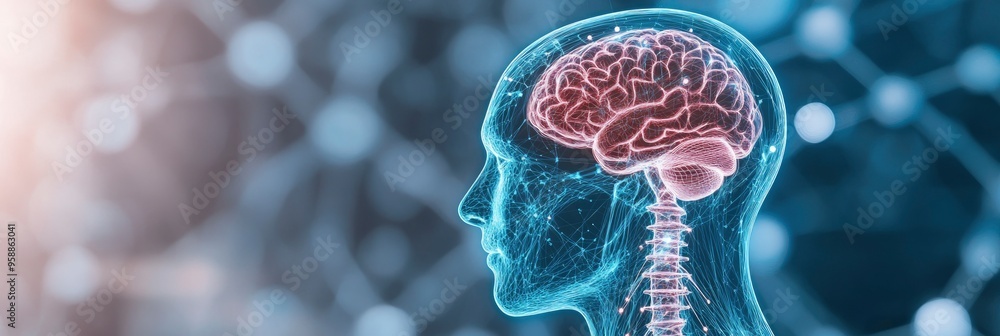 a schematic of the human body with the head, brain, and organ ...