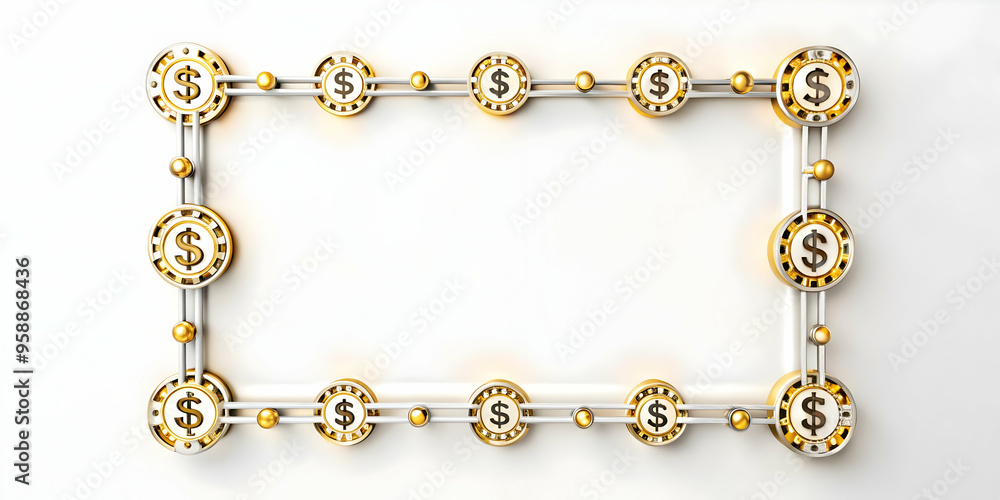 Flat AI Automation and Dollar Flow Frame: Futuristic Border Design with ...