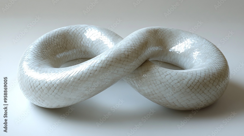 looping vertical video of infinity symbol with albino snake skin ...