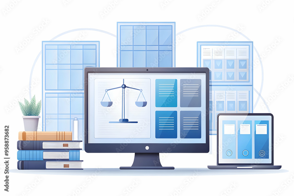 Modern AI-Driven Legal Office Background with Digital Case Management ...