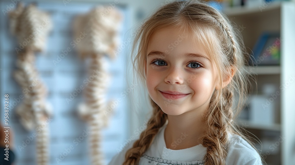 orthopedist examines the spine posture and spinal deformities of little ...