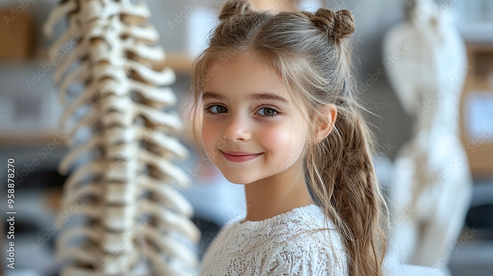 orthopedist examines the spine posture and spinal deformities of little ...