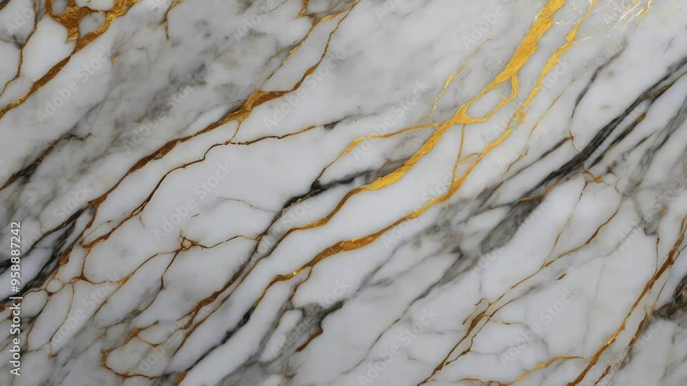 White Marble with gold lines Luxury background texture. Slow panoramic ...