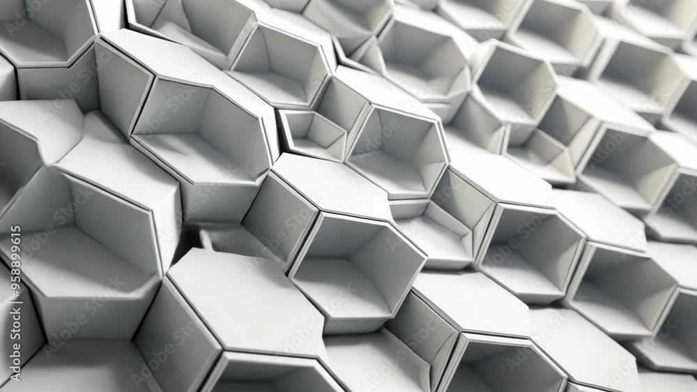 Exploring creative paper designs with intricate hexagonal patterns in a modern interior space ...