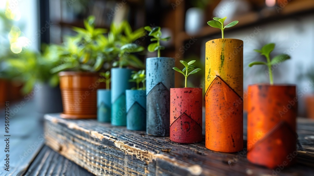 Visual concept of scaling a business with bars and arrows illustrating ...