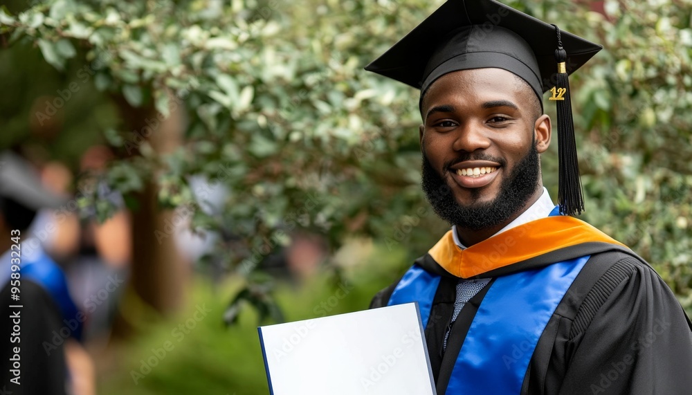 Happy graduate student with a certificate after graduation ceremony at ...