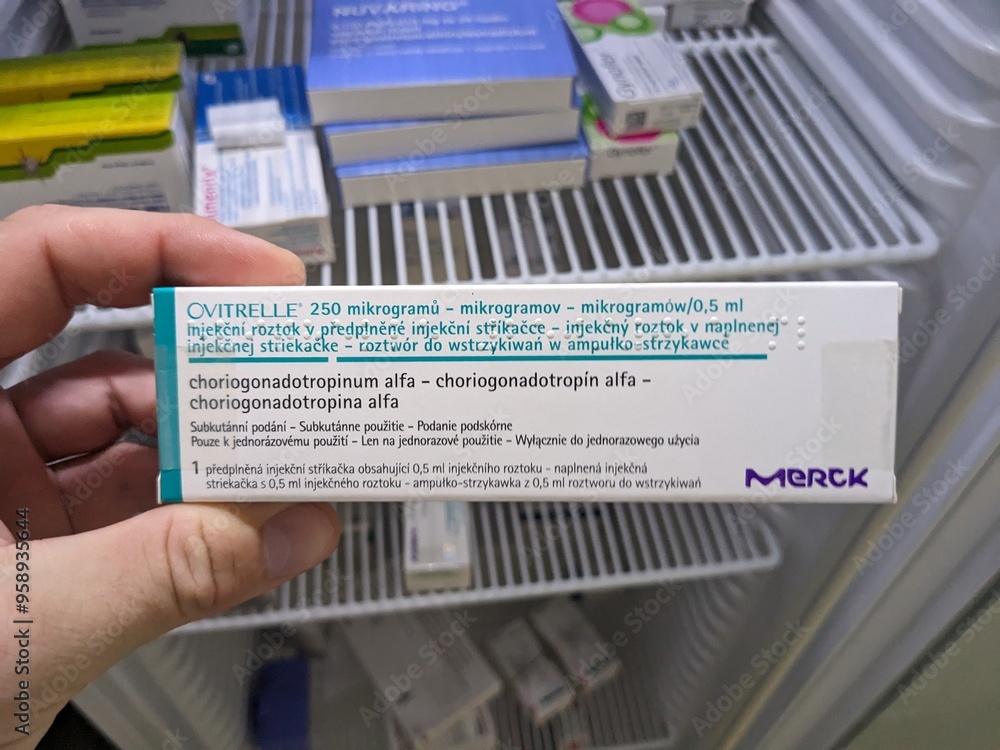 Prague, Czech Republic - August 28 2024: OVITRELLE box with ...