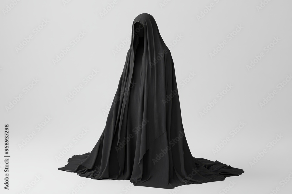 A beautiful black shawl veil, which represents traditional Islamic ...