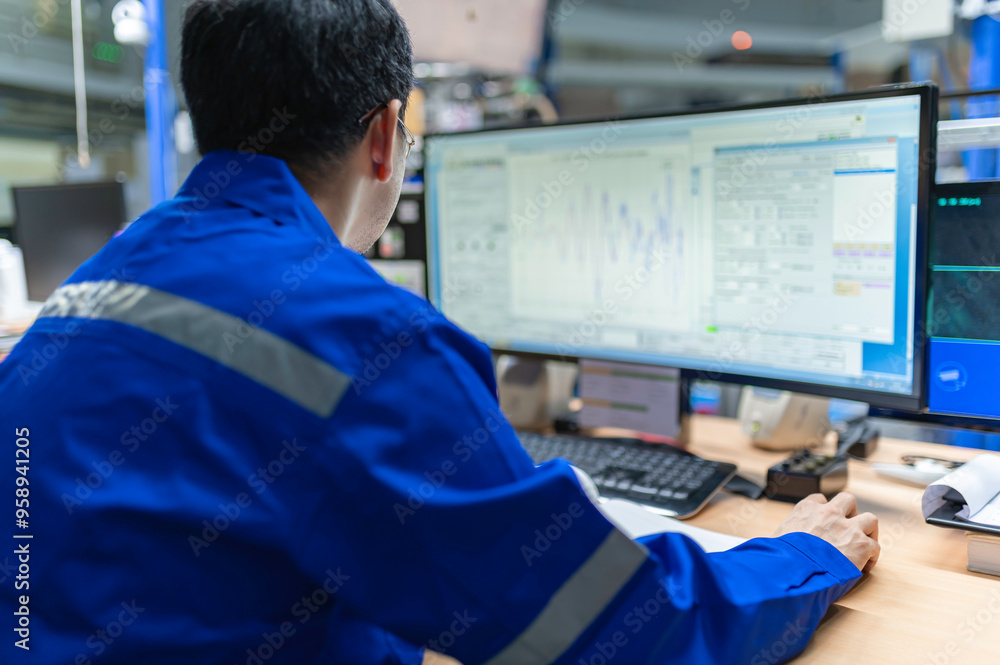 Engineer working at control room,Manager control system,Technician man ...