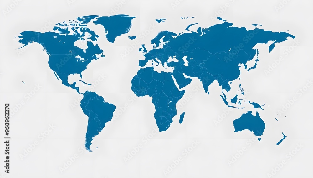 A detailed world map isolated on background and showing the continents ...