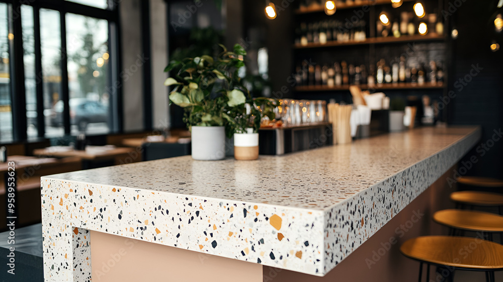 Terrazzo Countertop in Modern Cafe - Minimalist Design, Restaurant ...