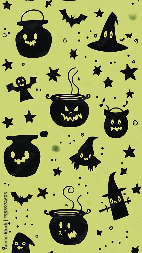Spooktacular Halloween Fun - Playful Vector Design with Monsters ...