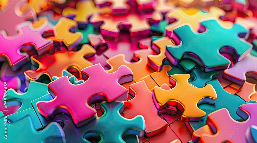 Jigsaw puzzle game splash screen design, jigsaw puzzle pieces in the ...