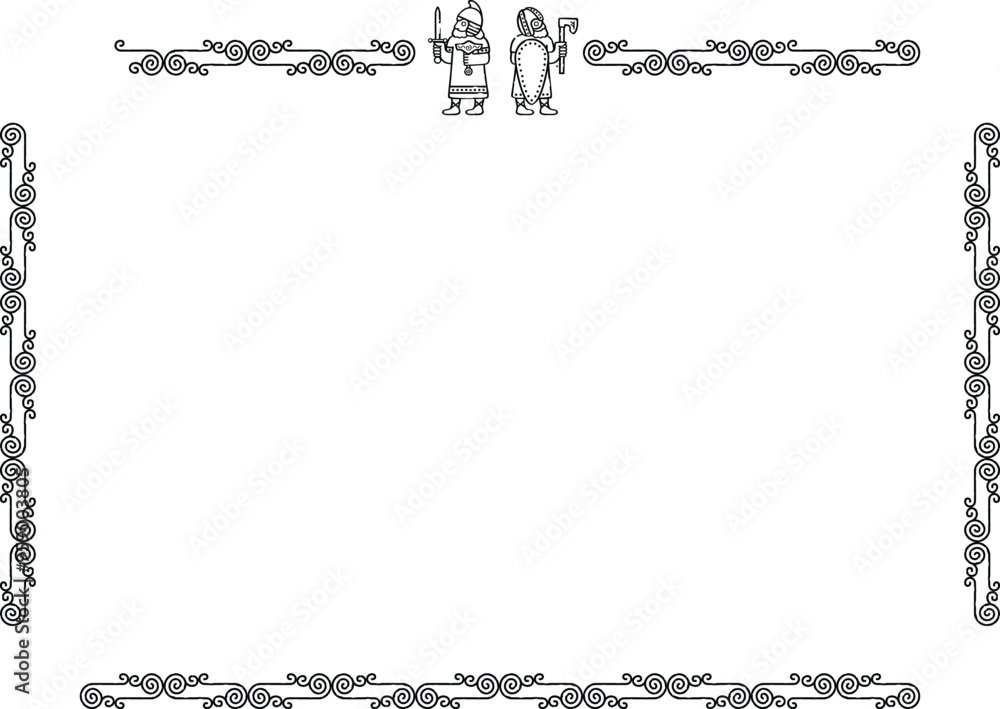 Poster Rectangular Fantasy Frame - Curved Lines Border - Viking ...
