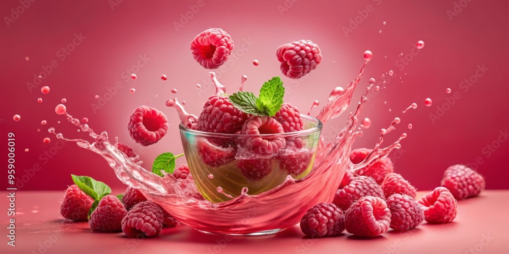 Raspberry Splash in a Glass, Glassware, Food Photography, Fruit ...
