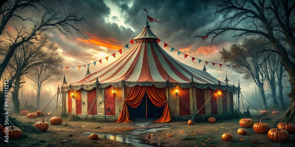 The Haunted Circus A digital painting depicting a vintage circus tent ...