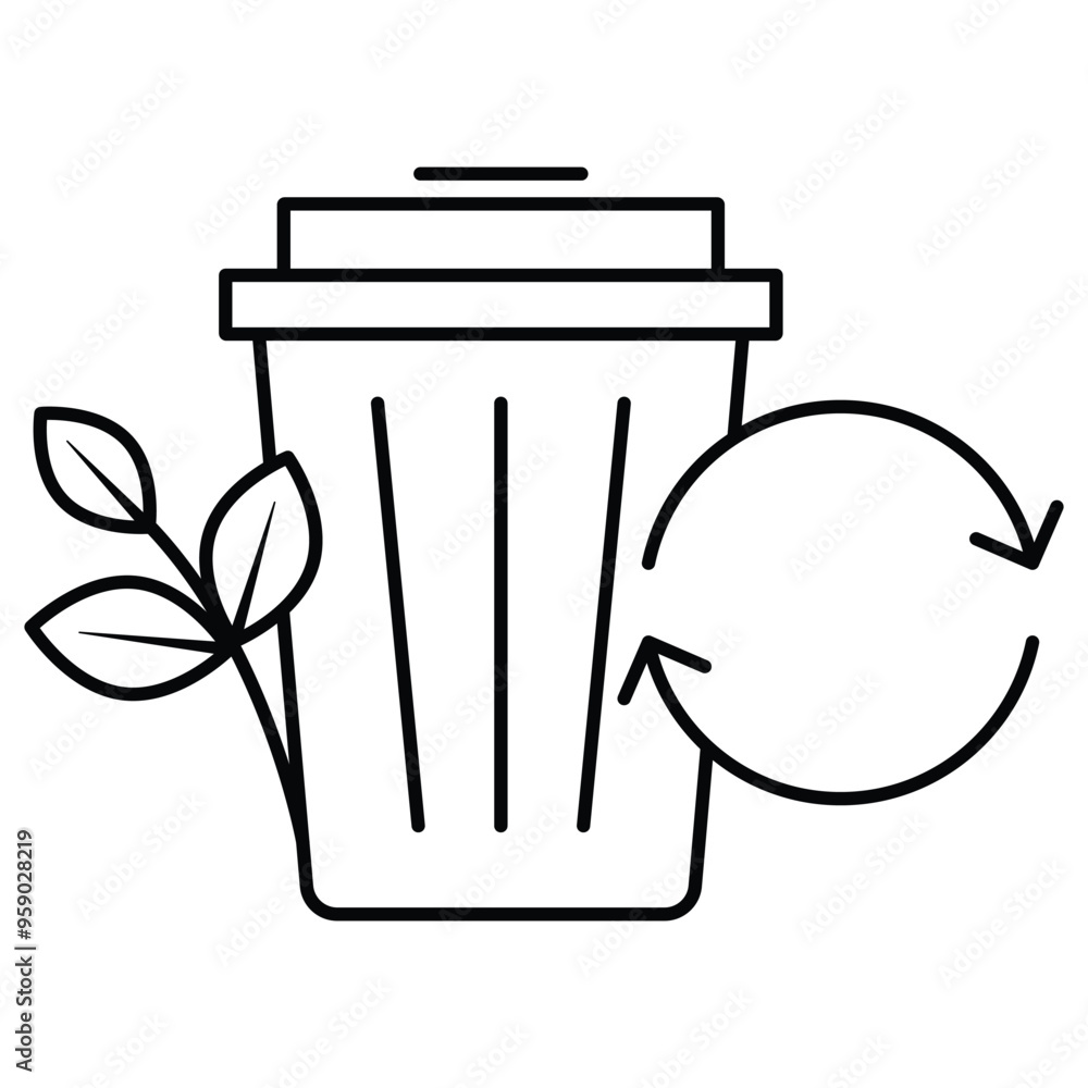 Vector icon for Zero Waste. Illustrates a waste bin with recycling ...