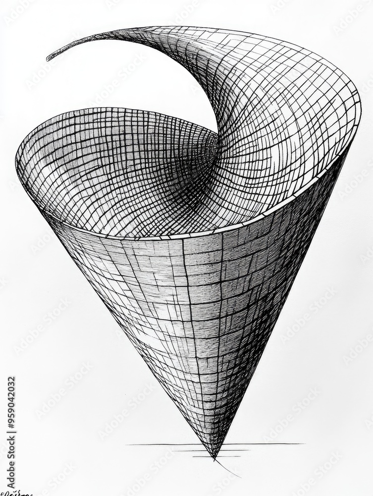 Line art illustration depicting the parabola of a conical section ...