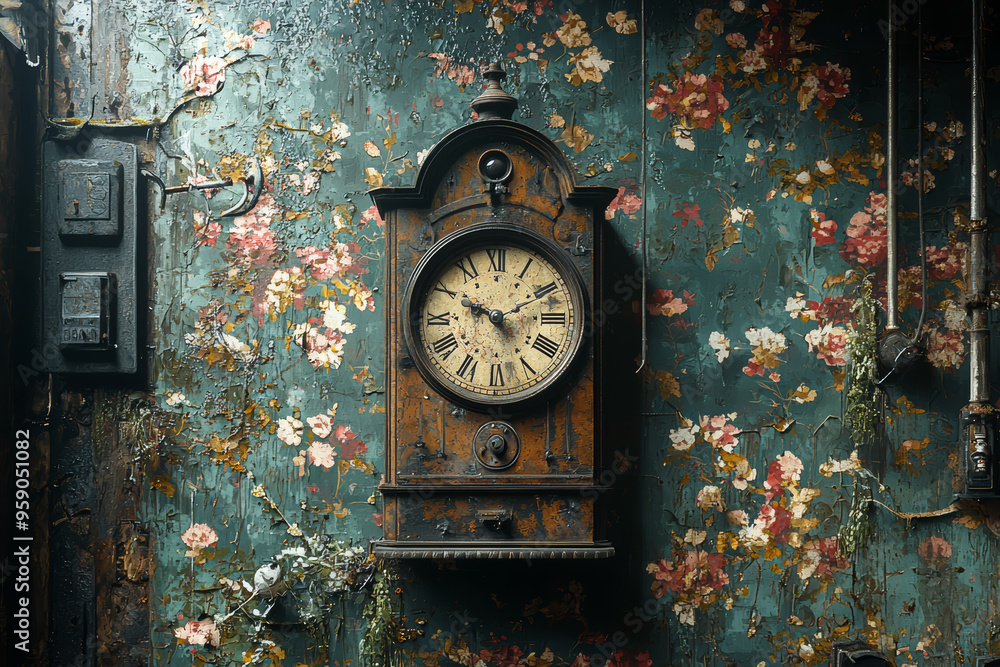 The steady ticking of an old clock in a quiet room, offering a ...
