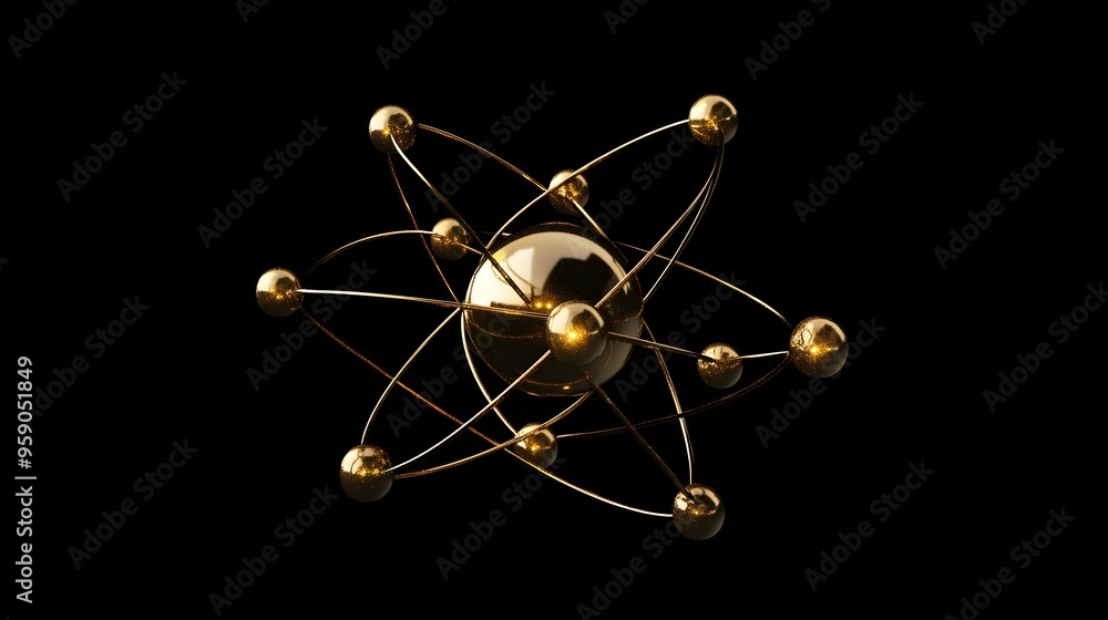 Gold Atom: An artistic depiction of a single gold atom, with golden ...