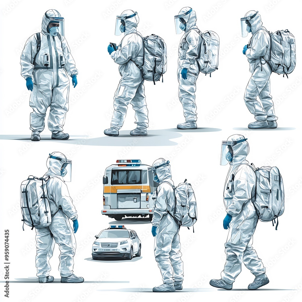 Healthcare Safety Protocols Vector designs illustrating safety ...