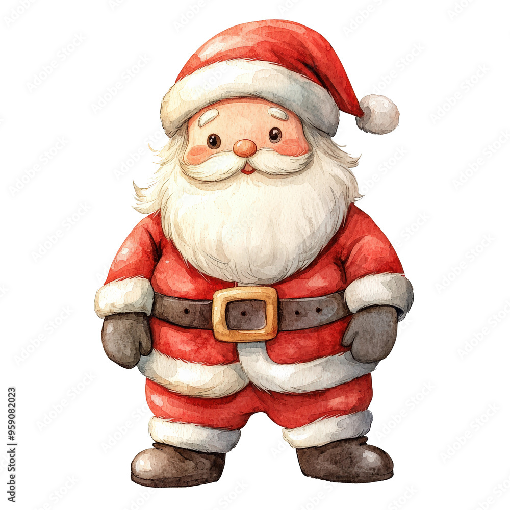 Dibujo de un Papá Noel entrañable en pie, con su traje típico rojo y ...