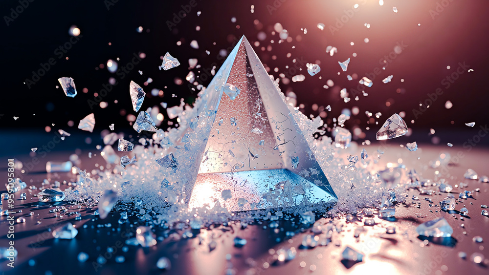 Shattered Glass Pyramid: A Clear Pyramid Impacting a Surface with ...