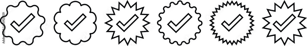 Check mark icon in line Black set tick icon vector for apps and website ...