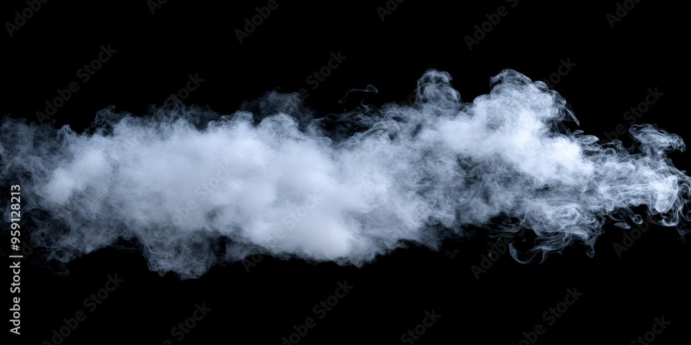 A visually striking isolated dry ice smoke cloud with swirling white ...