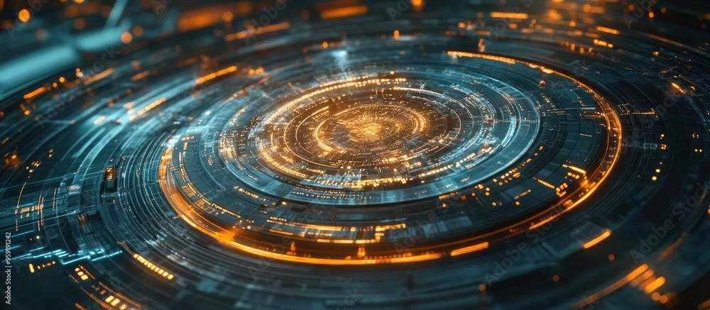 AI Driven Information Flow Circular design featuring HUD elements ...