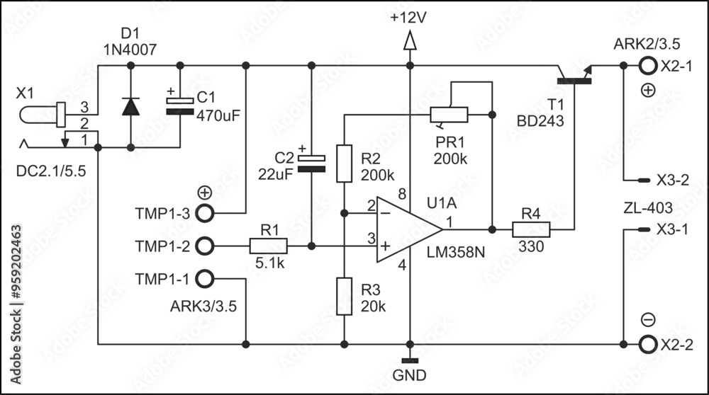 Schematic diagram of electronic device on sheet of paper. Vector ...