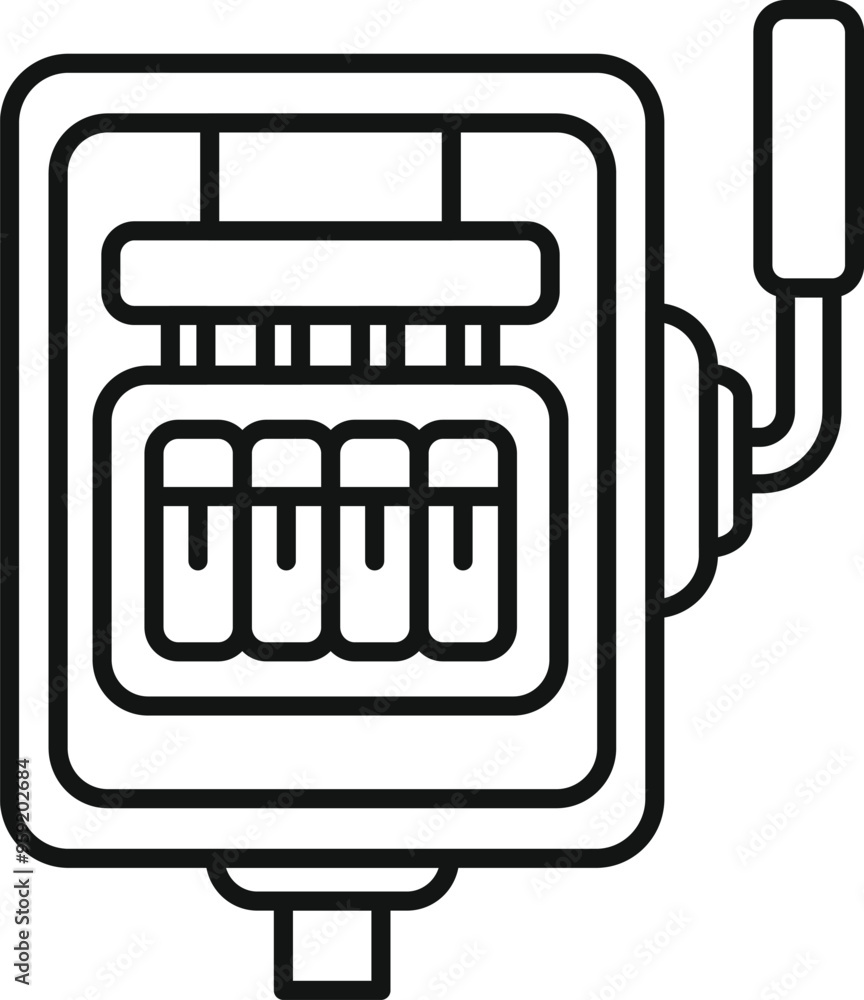 Line drawing of an electric meter measuring energy consumption in ...