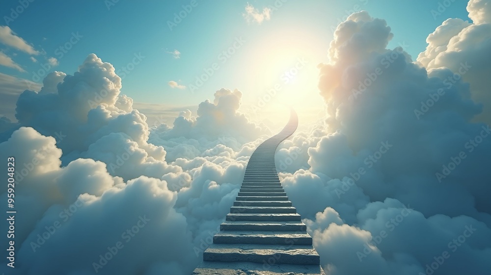 Stairs to heaven and human soul going to heaven visualization. Stairs ...