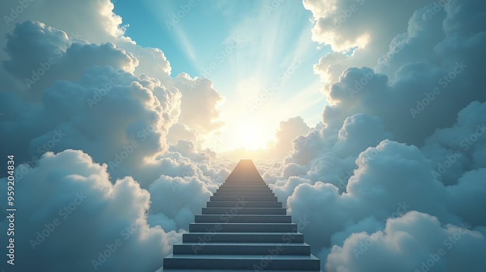 Stairs to heaven and human soul going to heaven visualization. Stairs ...
