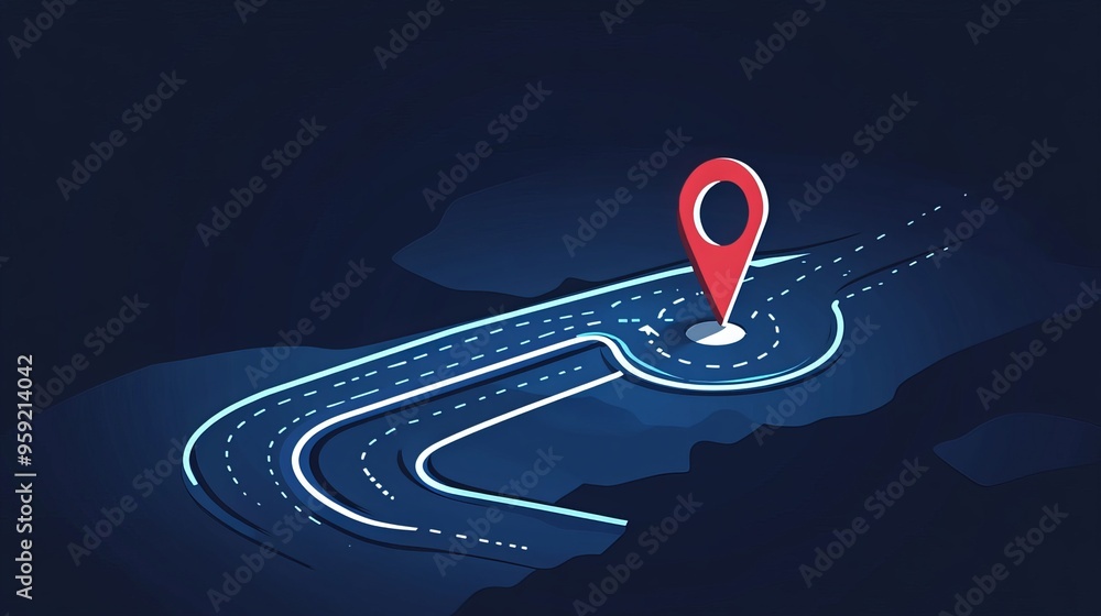 Transport logistics icon, with a route and pin marking the path on the ...