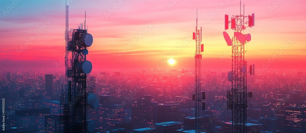 Cellular technology advancements including 3G 4G and 5G base stations ...